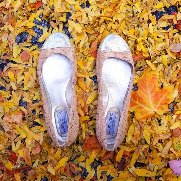 Jimmy Choo | Shoes | Jimmy Choo Whirl Cork Gold Leather Ballet Flats ...